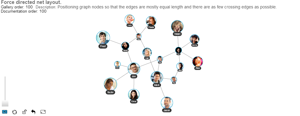 Force directed net layout - ZoomCharts JS Gallery Demo Example