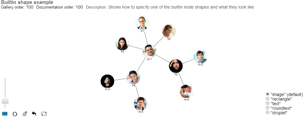 Node shape comparison - ZoomCharts JS Gallery Demo Example