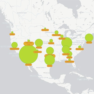 Grouped bubble map chart - ZoomCharts JS Gallery Demo Example