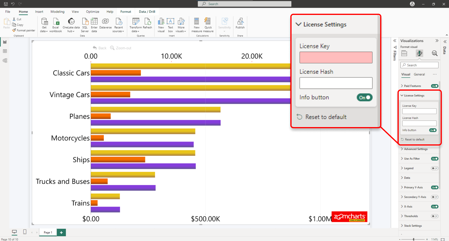 License Key | Drill Down Combo Bar PRO | ZoomCharts Documentation