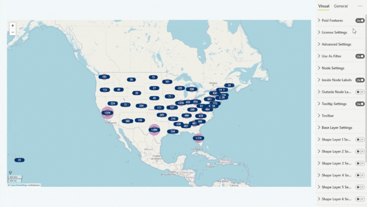 Cluster Nodes | Drill Down Map PRO | ZoomCharts Documentation