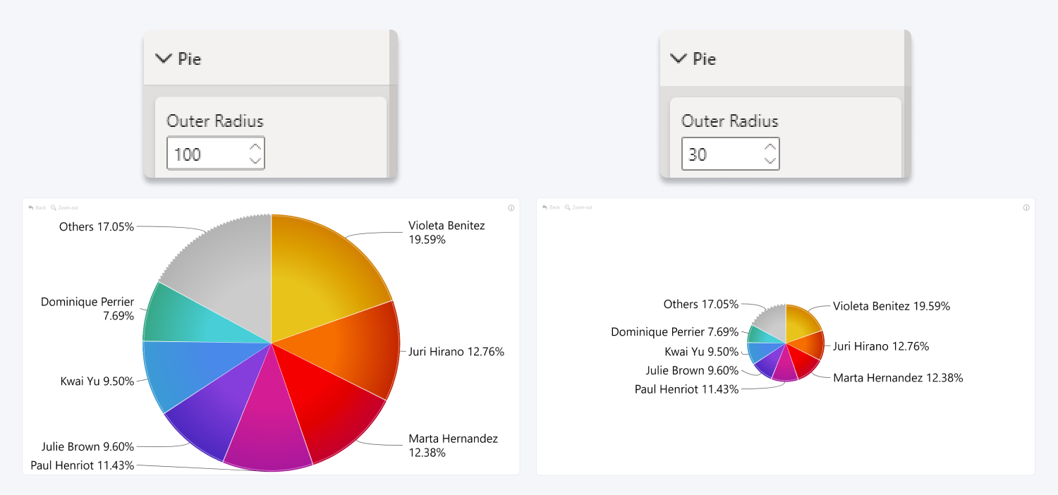 Outer Radius | Drill Down Pie PRO | ZoomCharts Documentation