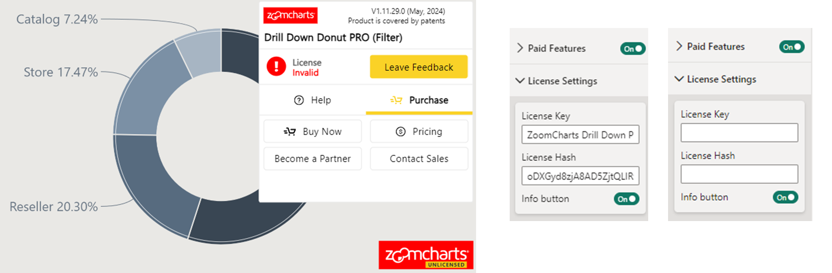 Licensing States in Drill Down Visuals | General | ZoomCharts Documentation